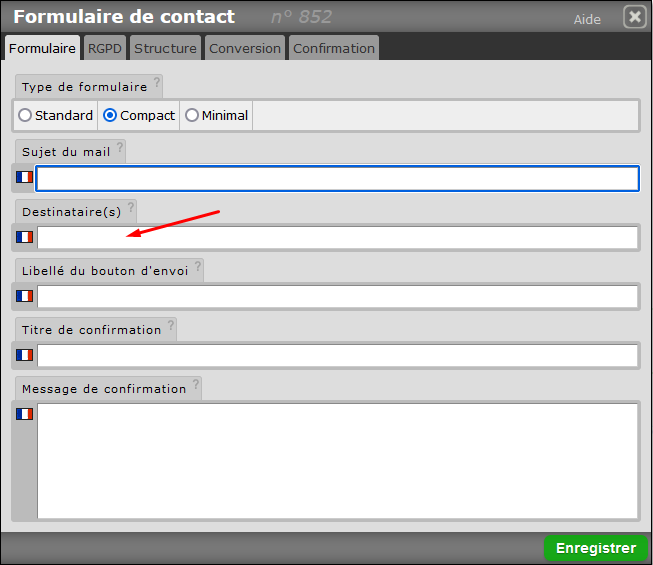Régler l'adresse de destination des formulaires de contact - FAQ ...